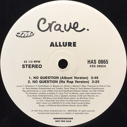 ALLURE feat. LL COOL J // NO QUESTION (3VER) – next records japan