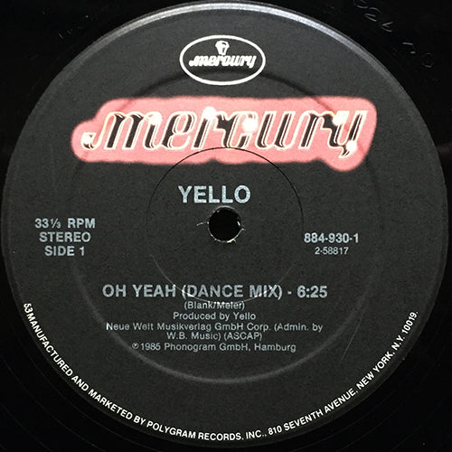 YELLO // OH YEAH (DANCE MIX) (6:25) / (3:05) / (INDIAN SUMMER MUSIC) ( – next records japan