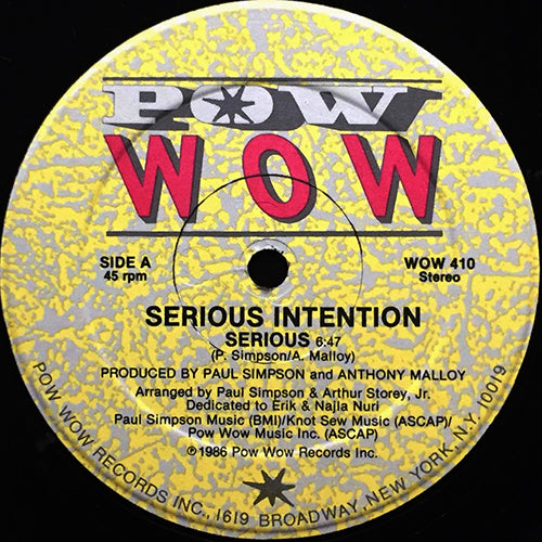 SERIOUS INTENTION // SERIOUS (6:47) / SERIOUS DUB (5:31) – next records japan