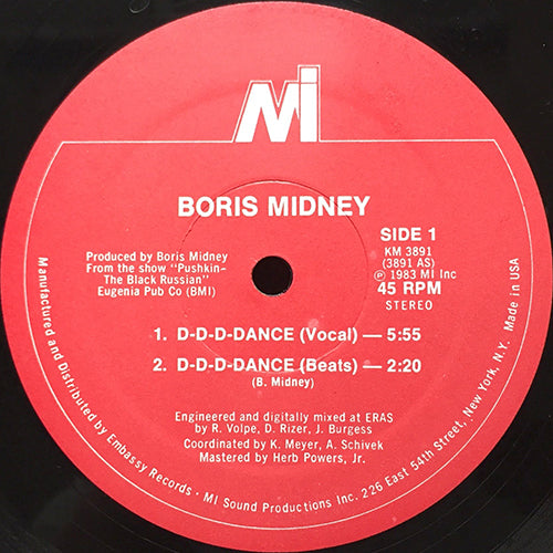 BORIS MIDNEY // D-D-D-DANCE (5:55) / BEATS (2:20) / INST (5:45) / BEAT ...
