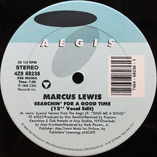 MARCUS LEWIS // SEARCHIN' FOR A GOOD TIME (12" VOCAL EDIT) (7:56) / (T ...