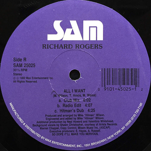 RICHARD ROGERS // ALL I WANT (5VER) – next records japan