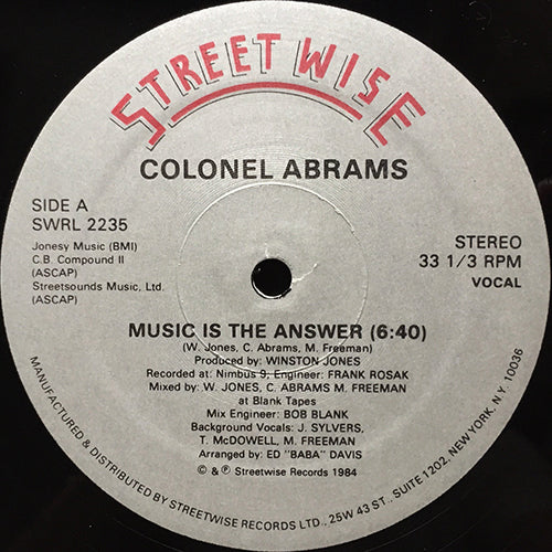 COLONEL ABRAMS // MUSIC IS THE ANSWER (6:40) / DUB (6:24) / LEAVE THE ...