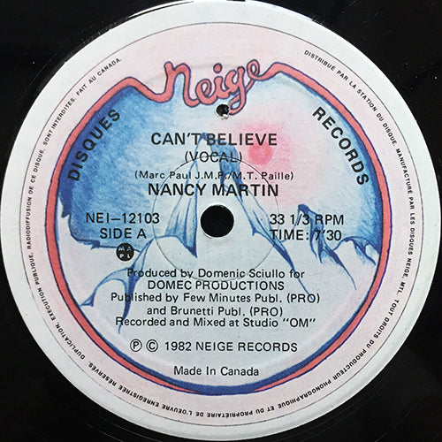 NANCY MARTIN // CAN'T BELIEVE (7:30) / INST (6:00) – next records japan