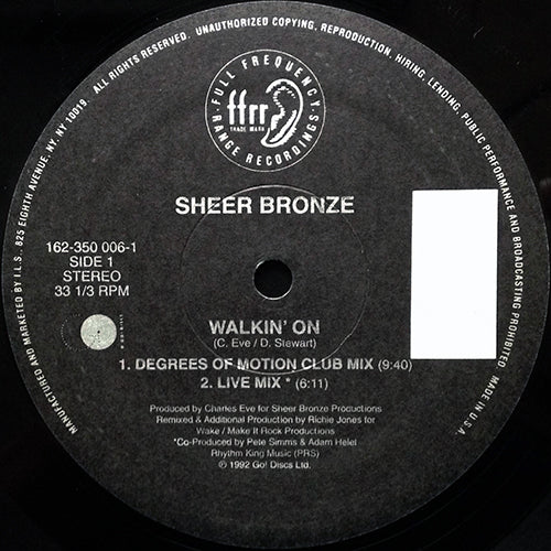 SHEER BRONZE // WALKIN' ON (5VER) – next records japan